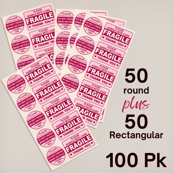 Office | 10 Pk Pink Shipping Labels Fragile | Poshmark